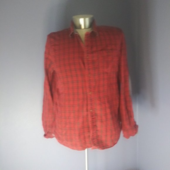 Faconnable | Tops | Faconnable Xl Red Plaid Micro Corduroy Soft Button ...